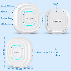 ChunHee Smart Wireless Caregiver Pager Self-Powered Call Button Medical Alert System Call Bell 500+ Feet for Home/Elderly/Patient/Disabled 2 Call Buttons/Transmitters 1 Receiver