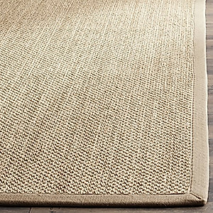 SAFAVIEH Natural Fiber Collection Area Rug - 9' x 12', Maize & Linen, Border Sisal Design, Easy Care, Ideal for High Traffic Areas in Living Room, Bedroom (NF141B)