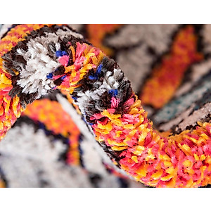 Unique Loom Estrella Collection Floral, Geometric, Vibrant, Modern, Abstract Area Rug (5' 0 x 8' 0 Rectangular, Orange/Blue)