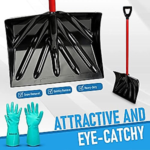 True Temper 36 Inch Snow Shovel - D Grip with Long Handle-Heavy Duty Snow Shovel-Ergonomic Snow Shovel - Snow Shovel for Driveway-Snow Pusher-Available with Premium Quality Centaurus AZ Gloves