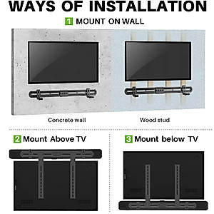USX MOUNT Universal Soundbar Mount, Sound Bar TV Bracket for Soundbar with Speaker, Fits 2 Installation Options, Removable No-Slip Base Holder Extends 3.46”-6.06”