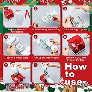 Cholemy 12 Pcs Christmas Money Box for Cash Gift Christmas Money Holder Merry Christmas Money Pull Box Snowman Elves Elk Gingerbread Penguin with Bows Cash Box for Christmas Holiday Birthday