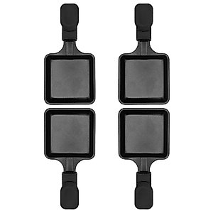 Non-Stick Coated Mini Grill Pan Cheese Melting Accessories for Raclettes Replacement/Additional Raclette Dishes Mini Grill Pan, Square Shape(4PCs)