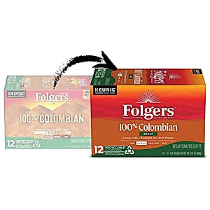 Folgers Colombian Decaf Medium Roast Coffee, 12 Keurig K-Cup Pods