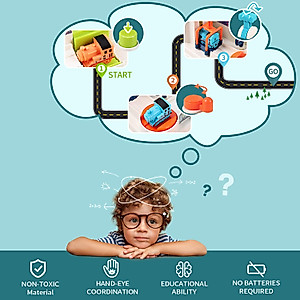 iPlay, iLearn Kids Train Race Track Play Set, Toddler Dinosaur Ramp Vehicle Toys, Car Adventure Indoor Game, Educational Learning Birthday Gift for Age 3 4 5 6 7 Year Old Boys Girls Children Preschool