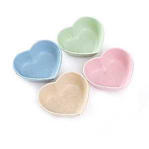 esowemsn 10pcs Assorted Color Plastic Mini Heart-shaped Sauce Dishes Dipping Bowls Soy Sauce Dishes Appetizer Serving Tray for Home Kitchen Restaurant
