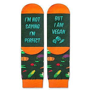 HAPPYPOP Funny Vegan Gifts Ideas for Women - Vegetarian Gifts Men, Vegan Socks Vegetable Socks For Her