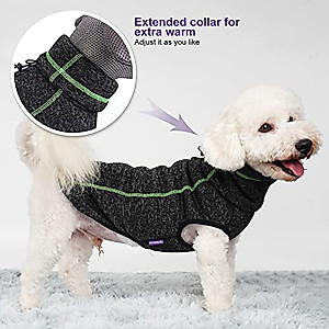 cyeollo Dog Sweater Fleece Coat High Collar Warm Doggie Turtleneck Lightweight Cozy Jacket Pullover Dog Clothes Pet Vest with Leash Hole for Small Dogs, Grey
