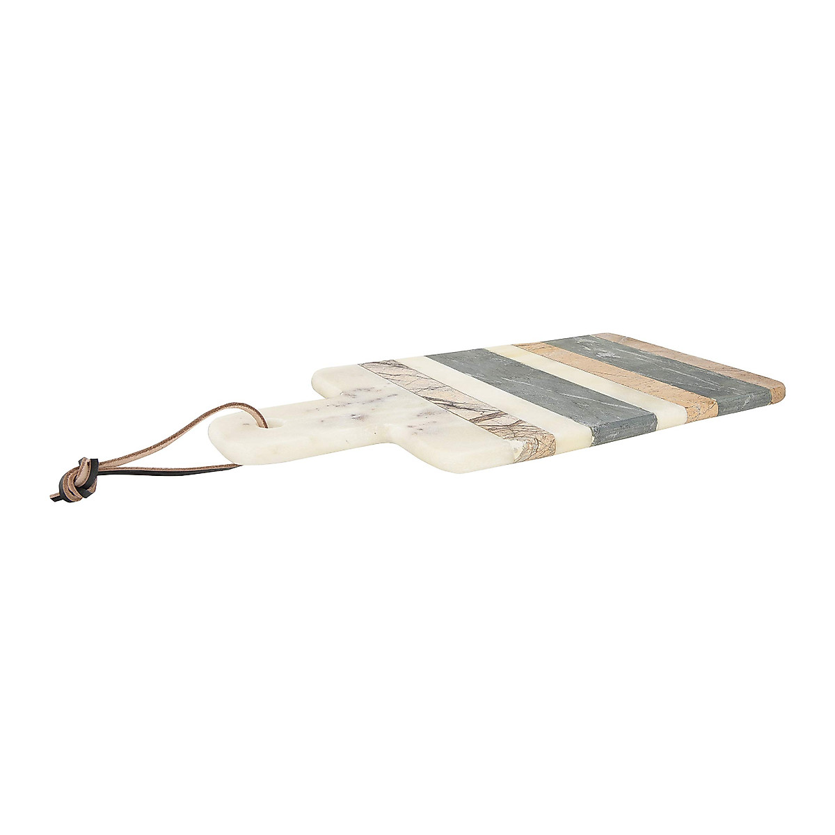 Bloomingville Marble Cheese and Cutting Board with Stripes and Leather Tie, Multicolor
