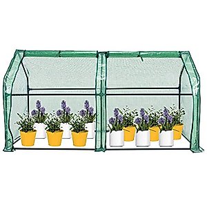 SUNGIFT Mini Greenhouse for Outdoors, Portable Hot House, Large Roll-up Doors with Zipper, PE Garden Bed Cover for Plants, 71 X 36 X 36 Inch