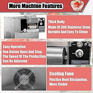 XURUIUS Snowflake Ice Machine, Small Snowflake Continuous Cooling Milk Mango Smoothie Shaved Ice Machine, Smoothie Crusher Ice Crusher (60KG)