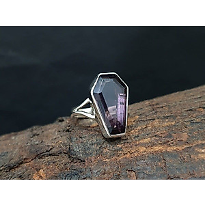 Royal Jewelry Hut Solid 925 Sterling Silver For Women Coffin Shape Ring for Halloween Engagement Gift for Her