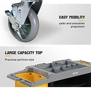 LEADZM Premium Hotel & Housekeeping Cart on Wheels, 154LBS Multifunctional Commercial Cleaning Cart with Large Capacity Vingyl Bags, Comfor Grip Handles and Easy Move Casters