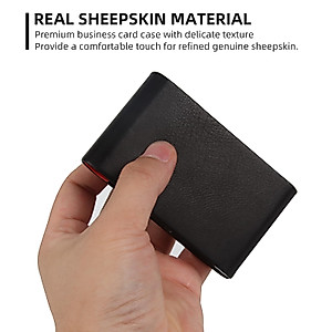 Business Card Holder-Stainless Steel Leather Card Holder, Card Holder for Women & Men, Professional Bussin Card Holder, Touch Magnetic Case, Suitable for Note Card, Business Card, Credit Card (Black)
