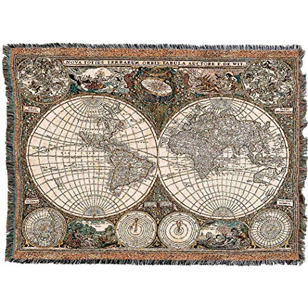 Pure Country Weavers Old World Antique Map Blanket - Fine Art Gift Tapestry Throw Woven from Cotton - Made in The USA (72x54)