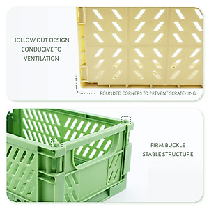 YETOOME 4 Pack Mini Plastic Baskets for Shelf Storage Organizing, Small Plastic Baskets, Folding Storage Crate for Home Kitchen Classroom Bedroom Bathroom Office (5.9 x 3.8 x 2.2 in)