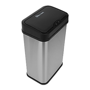 SIMPLI-MAGIC 79207AM Kitchen Trash Can, Touchless Trash Can and Garbage Bin, 13 Gallon Capacity, Perfect for Home, Kitchen, Office, Stainless Steel