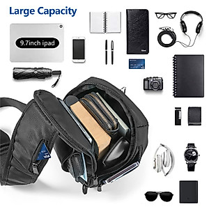 Sling Crossbody Bag Pack for Men and Women, Lightweight Shoulder Bag, Black One Strap Backpack, Small Side Bags for Hiking, Camping, and Commuting.