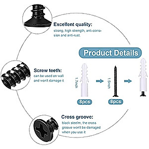 8 Piece Shaped Wall Hook Stainless Steel Wall Hooks Black Leash Hooks Wall Mounted Hanger with Nail for Coat, Key, Entryway, Hallway, Kitchen, Office Decoration (Dog Bone)