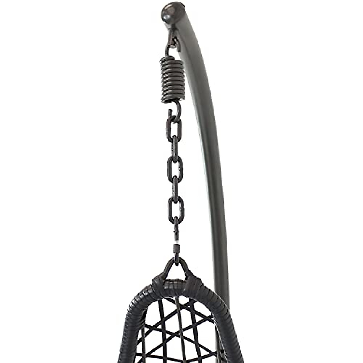 Sunnydaze Phoebe Hanging Lounge Chair with Stand and Seat Cushions - Resin Wicker Outdoor Basket Swing Chair with Steel Frame for Patio, Porch, Balcony, Backyard and Garden - 79-Inch - Red