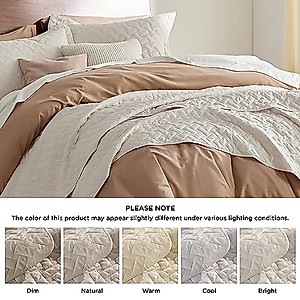 Bedsure King Size Quilt Set - Lightweight Summer Quilt King - Beige Bedspreads King Size - Bedding Coverlets for All Seasons (Includes 1 Quilt, 2 Pillow Shams)