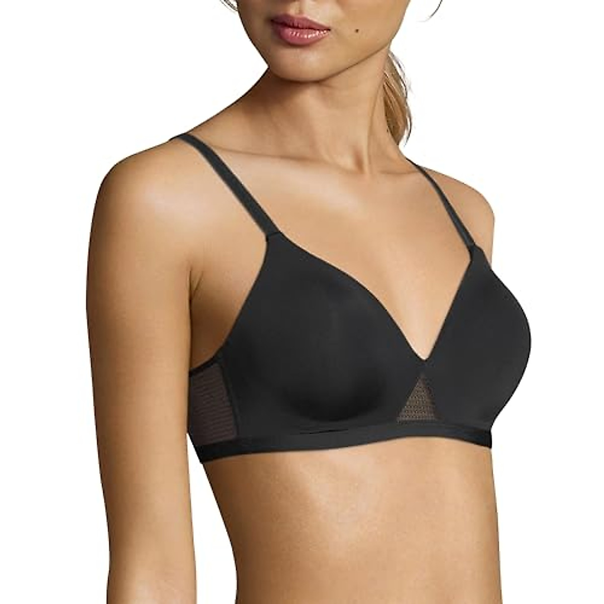 Hanes womens Oh So Light Foam Comfortflex Fit Wirefree Mhg521 Bra, Black/Nude, Large US