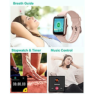 GRV Smart Watch for iOS and Android Phones, Watches for Women IP68 Waterproof Smartwatch Fitness Tracker Watch with Heart Rate/Sleep Monitor Steps Calories Counter (Pink)