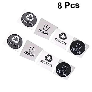 SEWACC 24 Pcs Trash Decal White Stickers Marking Paste for Garbage Can Trash Can Waste Bin Recycling Stickers for Bins Trash Can Black Recycle Trash Bin Sticker Vinyl Garbage