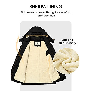 WenVen Women's Heavyweight Warm Winter Jacket with Removable Hood (Black, L)