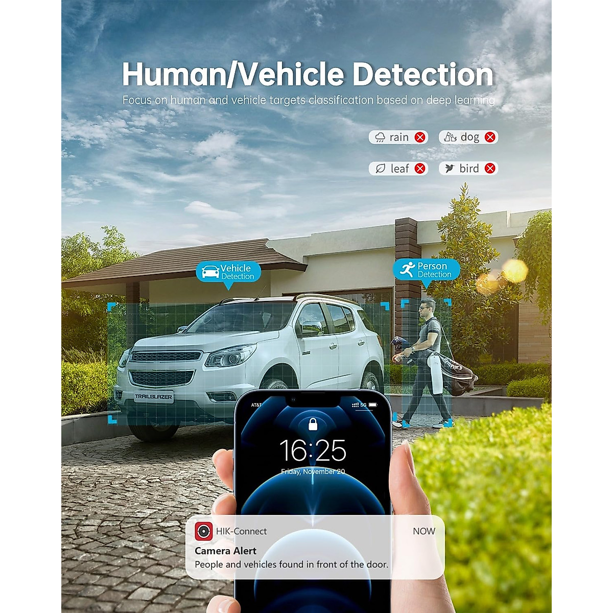 DS-2CD2183G2-I 2.8mm HIK 4K 8MP AcuSense PoE Fixed Dome IP Camera Outdoor Indoor with Human/Vehicle Detection, 120dB WDR, H.265+, 98ft IR Night Vision, Compatible with HIK NVR/Hik-Connect APP