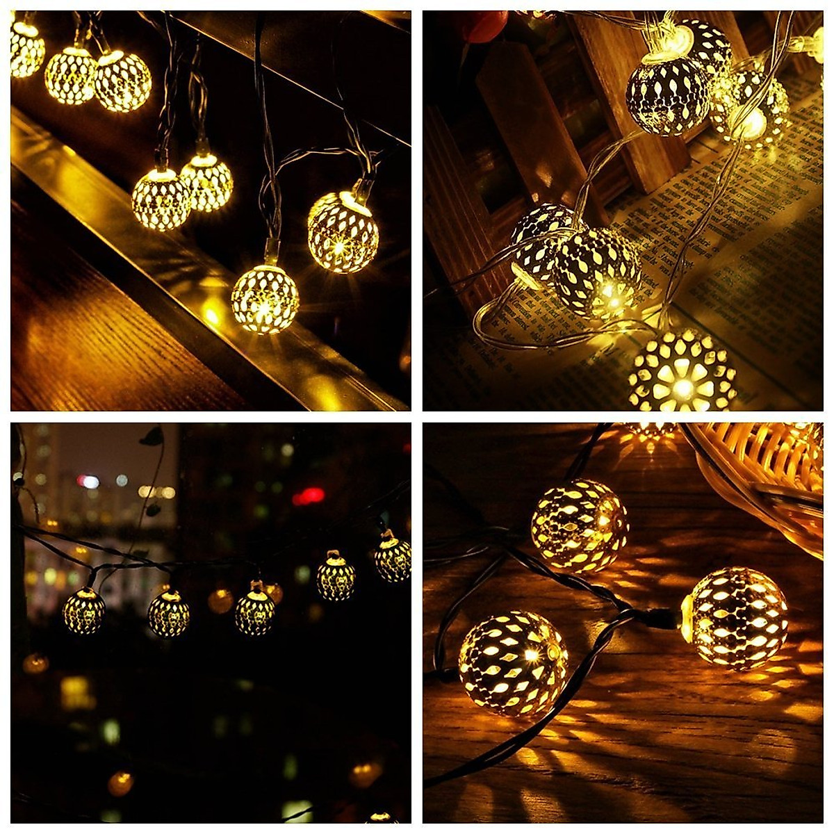 Globe String Lights, CMYK 20 Ft 40 Balls Waterproof LED Fairy Lights, Outdoor Starry Lights Solar Powered String Lights, Decorative Lighting for Home, Garden, Party, Festival, Warm White