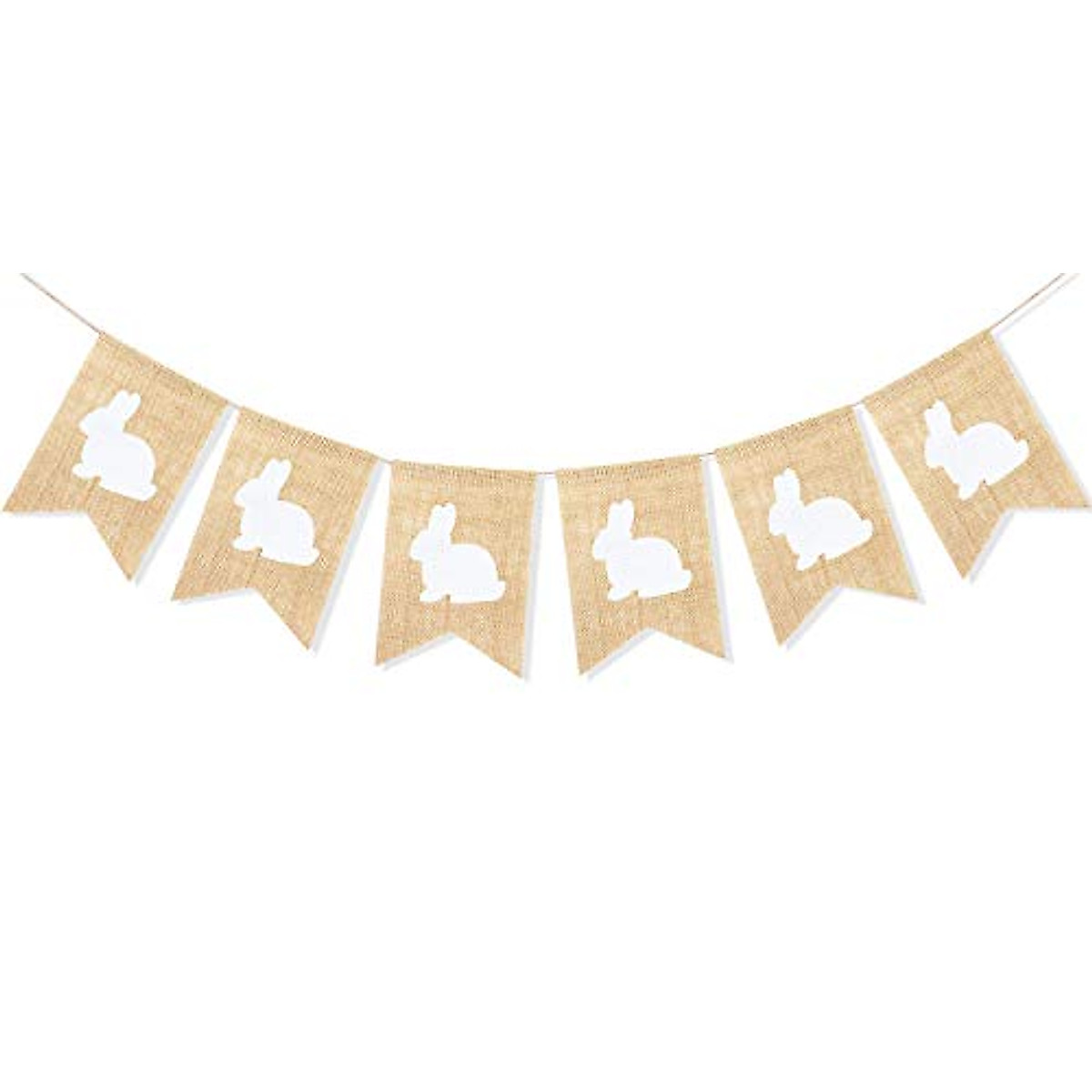Uniwish Rabbit Banner Burlap Easter Decorations Garland Bunny Bunting Home Decor for Mantle Fireplace Rustic Spring Themed Baby Shower Birthday Party Supplies