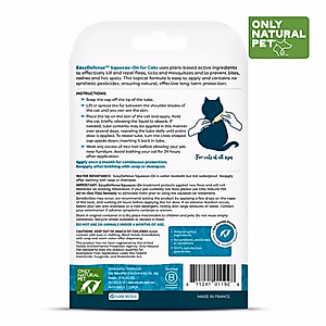 Only Natural Pet Flea and Tick Prevention for Cats - EasyDefense Flea Remedy - Natural Flea Control Squeeze-On Drops - Tick and Flea Protection - Three Months Supply (Single)