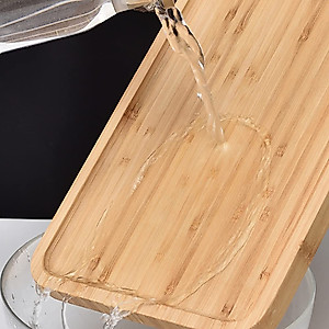 2 Pack Large Bamboo Serving Tray, 14.2''L x 9.4''W x 1''H and 11.8''L x 7.9''W *1''H, Portable Wooden Food Trays for Eating Dinner Breakfast Tea Snack Coffee Fruit Serving Trays