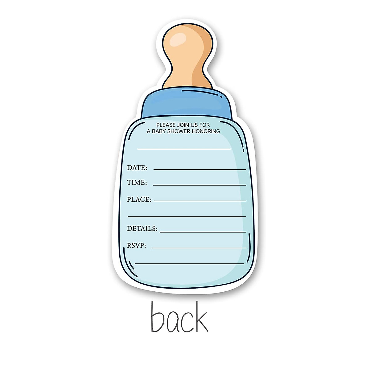 Ulazom It's a Boy Baby Shower Party Invitations Gender Reveal Feeder Shaped Fill-In Invitations with Envelopes Set of 15 Blue Baby Boy Invites Cards