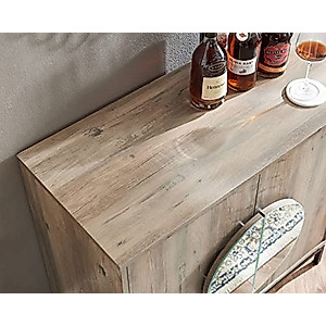 Home Source Grey Wash Console Bar Cabinet with Half Moon Handles