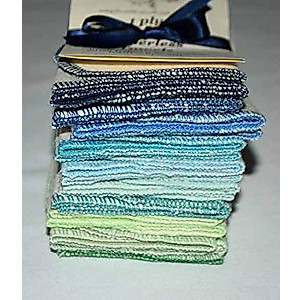 Gina's Soft Cloth Shop 1 Ply Organic Cotton Flannel Paperless Towels 11x12 Inches Set of 10 Blues and Greens