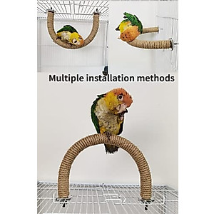 Bird Stand Perch U Shape Bird Perch Stand Toy,Hemp Rope Material Parrot Stand Platform Accessories Exercise Toys for Birds and Parrots Natural Bird Cage Toys Supplies for Small Medium Birds