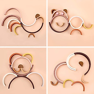 BESSENTIALS Silicone Stacking Rainbow, Silicone Baby Stacking Toys, Preschool Toys Boho Baby Toys, Stacking Toy & Teething Toys, 10 Pacs Baby Toys,Rainbow Stacker for Kids and Babies.BPA-Free.