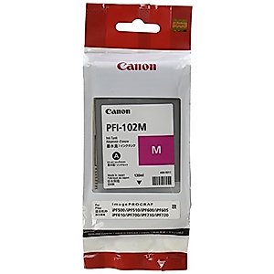 Canon PFI-102M 0897B001AA IPF500 IPF600 IPF700 Ink Tank (Magenta) in Retail Packaging