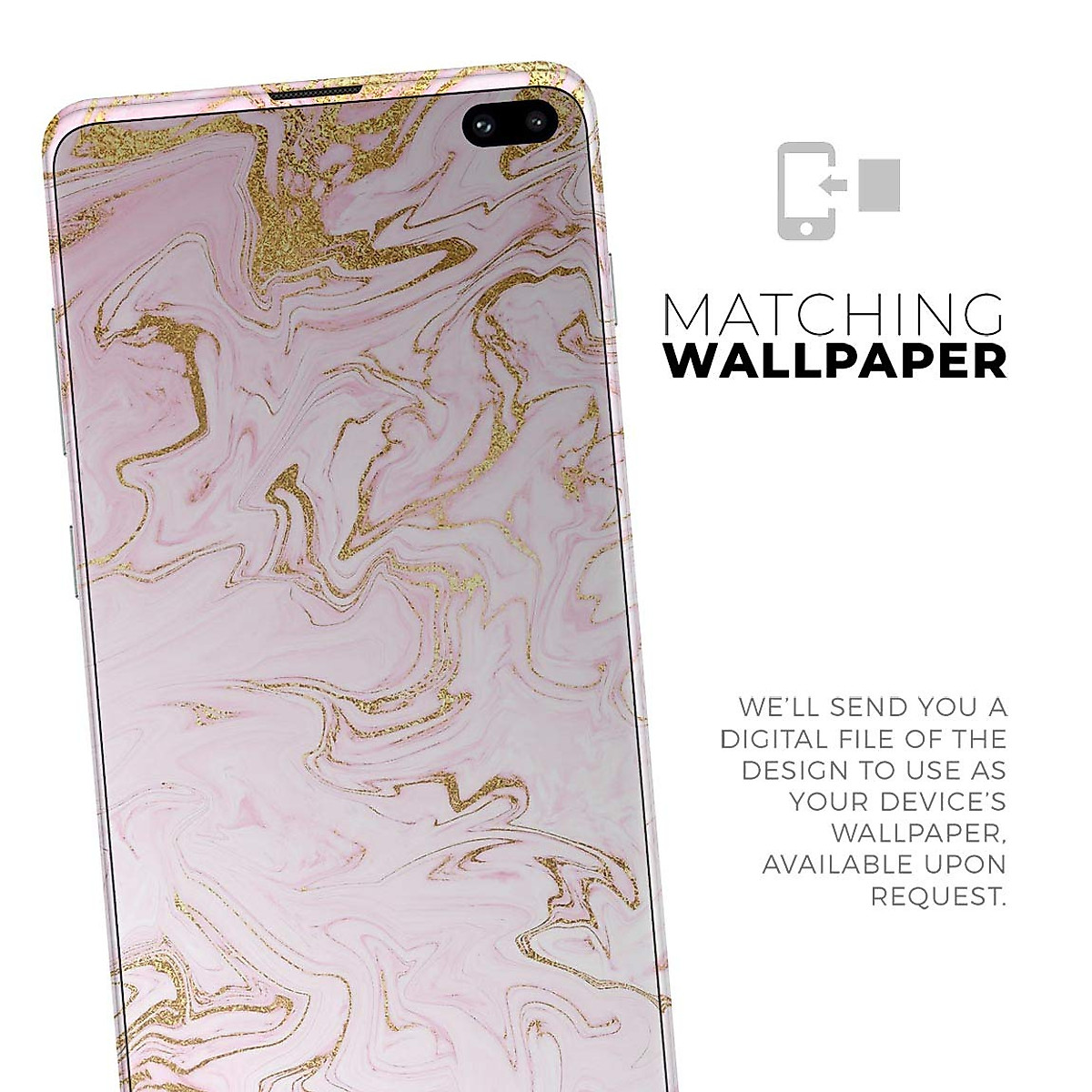 DesignSkinz Rose Pink Marble & Digital Gold Frosted Foil V13 Protective Vinyl Decal Wrap Skin Cover Compatible with The Samsung Galaxy S20 (Screen Trim & Back Glass Skin)