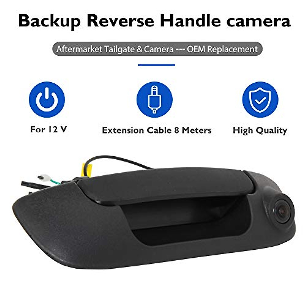 RED WOLF for 2002-2008 Dodge Ram 1500/2500/3500 HD Tailgate Handle W/ Backup Camera Rear View Parking Camera Parking Line Dodge Ram Reverse Camera Black