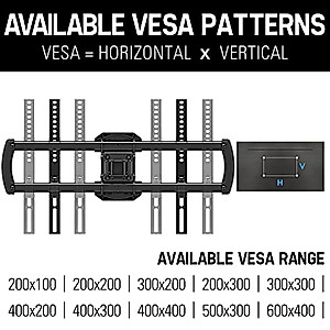 Mounting Dream TV Mount for Most 42-75 inch Flat Screen TVs Up to 100 lbs, Full Motion TV Wall Mount with Swivel Articulating 6 Arms, TV Wall Mounts Fit 12'', 16” Wood Studs, Max VESA 600x400mm