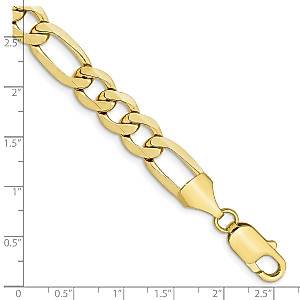 Avariah Solid 10k Yellow Gold 10mm Concave Open Figaro Chain - 9"