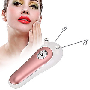 Electric Hair Removal Body Facial Threading Epilator with Cotton Thread Rechargeable Physical Threader Hair Shaver(Pink)