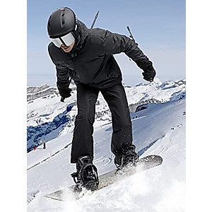 FREE SOLDIER Men's Waterproof Ski Snow Jacket Fleece Lined Warm Winter Rain Jacket with Hood Fully Taped Seams(Black,XL)