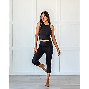 FULLSOFT 3 Pack Capri Leggings for Women - High Waisted Tummy Control Black Workout Yoga Pants for Summer,Sports (1-3 Pack Capri Black,Black,Black,Large-X-Large)
