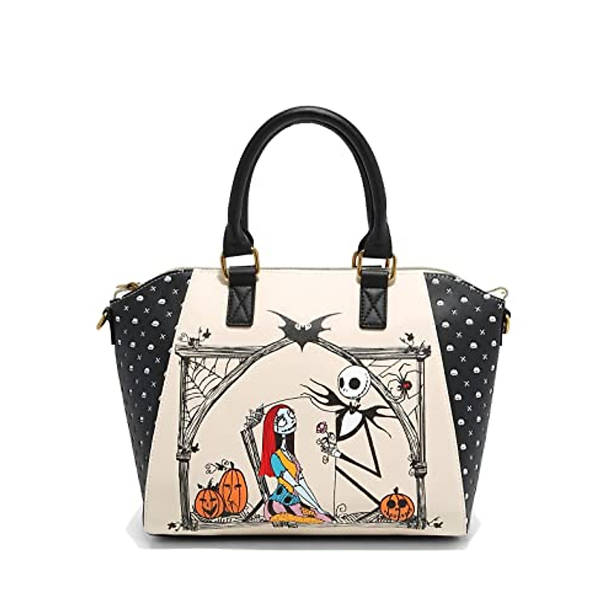 Loungefly The Nightmare Before Christmas Jack & Sally Pumpkin Graveyard Satchel Bag