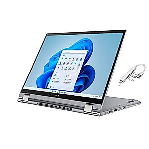 ASUS 2022 Newest ZenBook 2 in 1 15.6” FHD Touch Screen Laptop | AMD Ryzen 7 5700U ( Beat i7-1165G7) | 8GB RAM | 512GB SSD | Backlit Keyboard | Windows 11 | Grey | with USB3.0 HUB Bundle