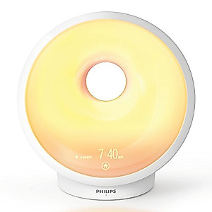 Philips SmartSleep Sleep and Wake-Up Light, Simulated Sunrise and Sunset, Multiple Lights and Sounds, RelaxBreathe to Sleep, HF3650/60